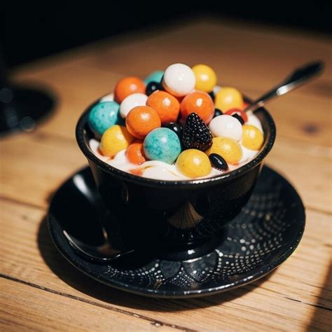 Premium Ai Image A Cup Of Candy With A Spoon In It