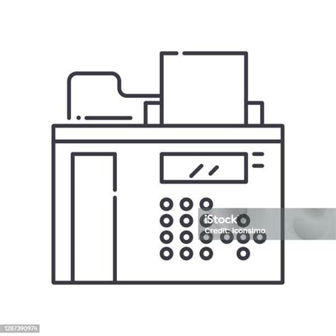 팩스 장치 아이콘 선형 격리 된 그림 얇은 줄 벡터 웹 디자인 기호 흰색 배경에 편집 가능한 스트로크와 개요 개념 기호 개체