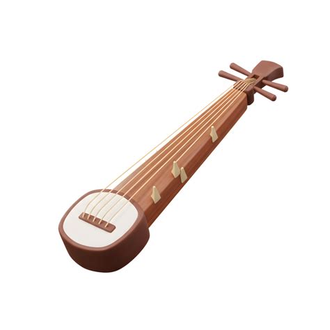 Wooden Stringed Instrument Traditional With Brown Accents Isolated On