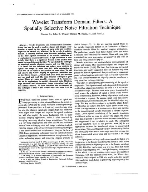 pdf wavelet transform domain filters a spatially selective noise
