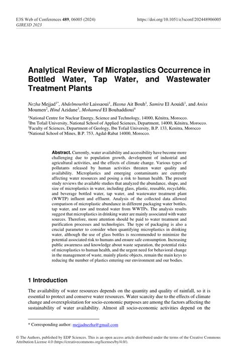 Pdf Analytical Review Of Microplastics Occurrence In Bottled Water