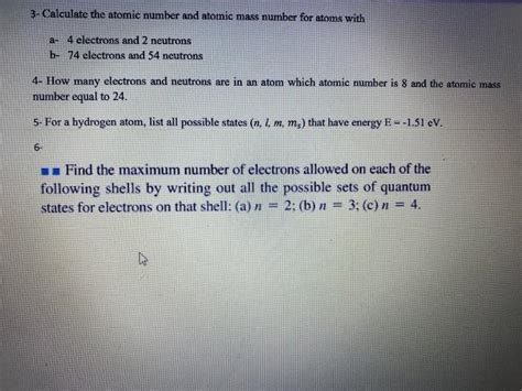 Solved Calculate The Atomic Number And Atomic Mass Number Chegg