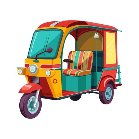 Premium Vector Realistic Rikshaw Vector Illustration Concept