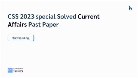 Css 2023 Special Solved Current Affairs Past Paper