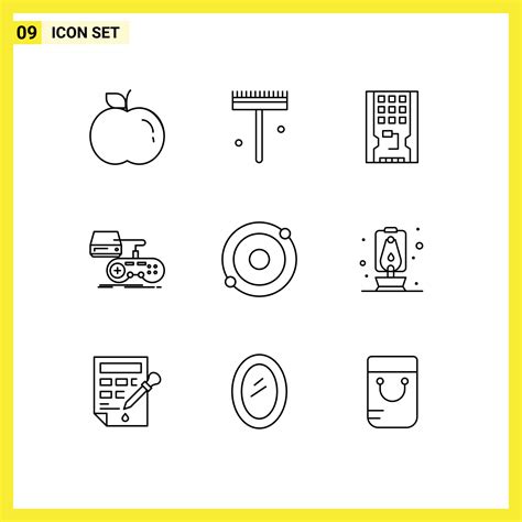 Pack Of 9 Creative Outlines Of Molecule Play Hardware Playstation Game Editable Vector Design