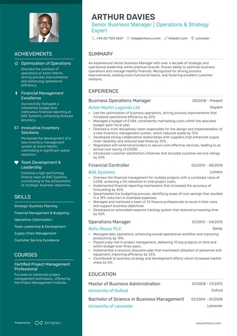 Operations Manager Cv Examples And Guide For 2025