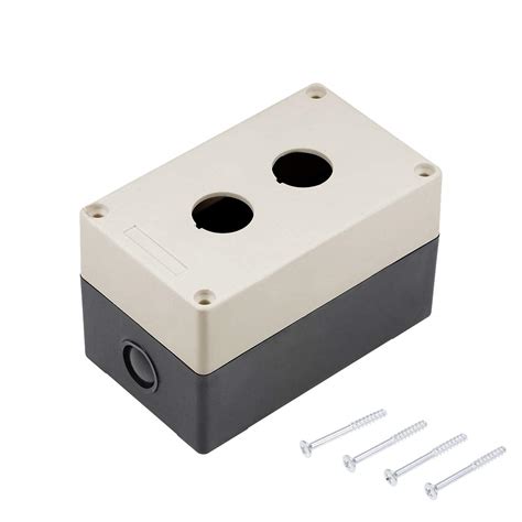 Uxcell Push Button Switch Control Station Box 22mm 2 Button Aperture Light Grey And White