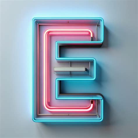 Neon Alphabet Letter E Blue And Pink Light White Background Generative