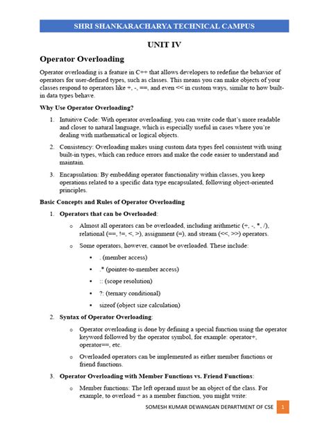 C Operator Overloading Explained Pdf Computer Programming