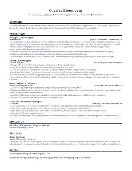 Game Developer Resume Example For 2023 Rezi Ai