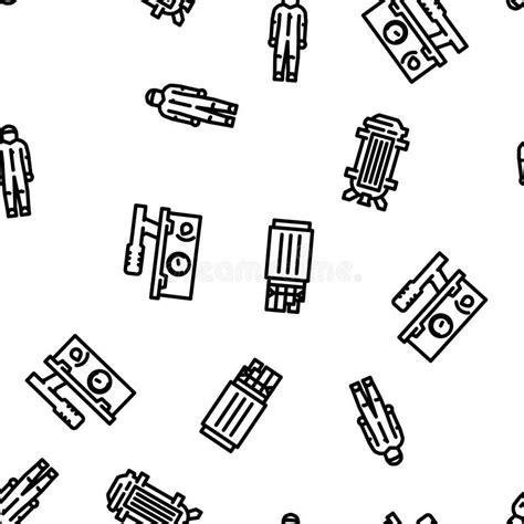 Nuclear Energy Power Reactor Vector Seamless Pattern Stock Vector