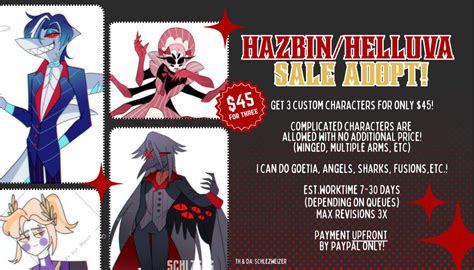 Hazbin Hotel Custom Adopt 45 For Three Designs By Schlezweizer On