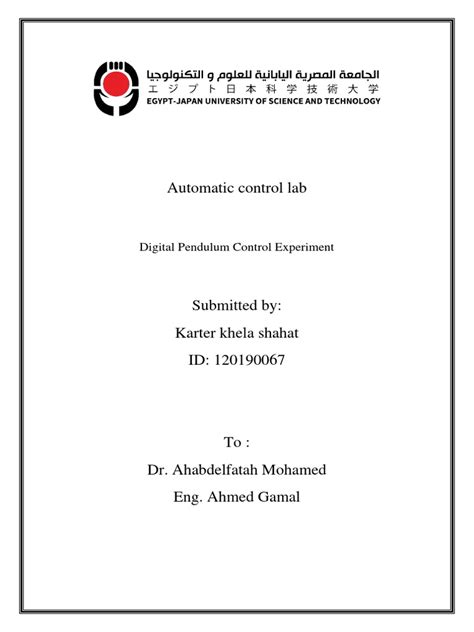 Digital Pendulum Control Report Pdf Nonlinear System Control Theory