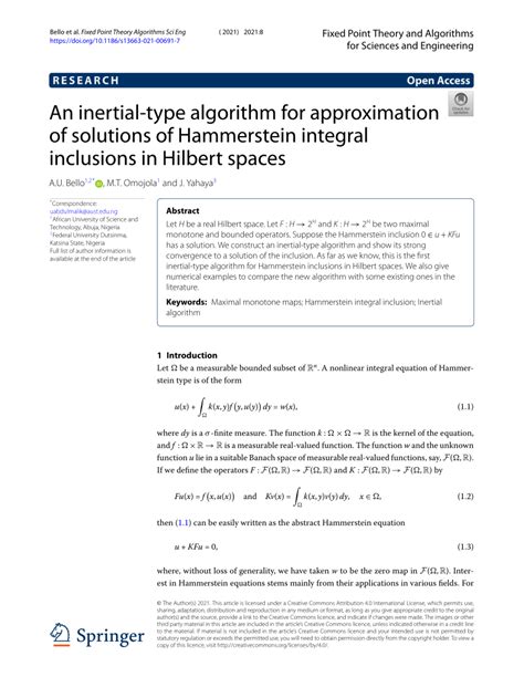 pdf an inertial type algorithm for approximation of solutions of