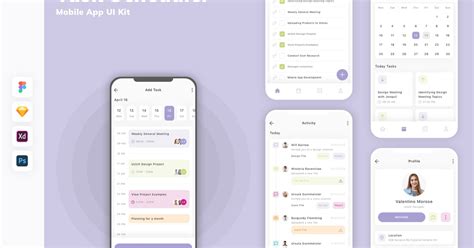 Task Scheduler Mobile App Ui Kit Ux And Ui Kits Ft Work And Planner