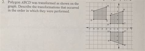 solved 2 polygon abcd was transformed as shown on the graph describe