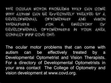 Fact Friday The Ocular Motor Problems That Can Come With Autism Can Be