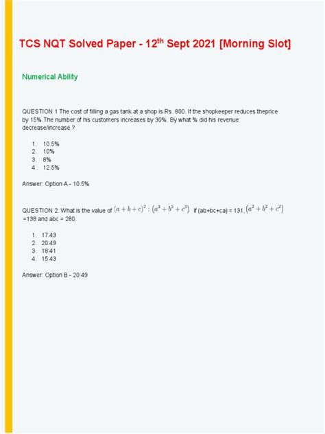 tcs nqt solved paper 12th sept 2021 morning slot pdf mental