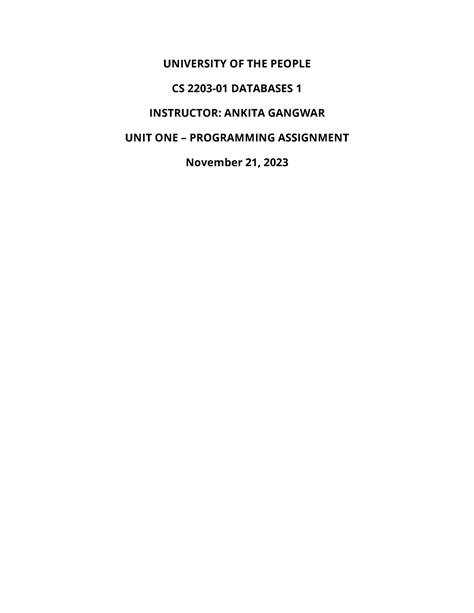 Programming Assignement Unit 1 University Of The People Cs 2203 01