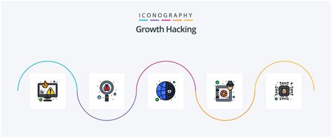 hacking line filled flat 5 icon pack including lock hacker virus