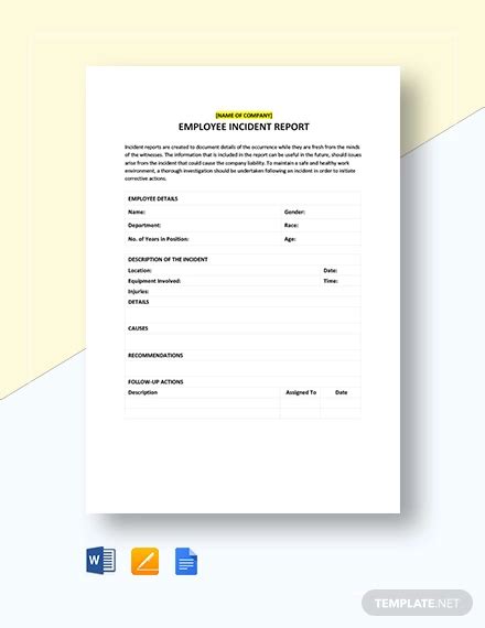 Incident Report 58 Examples Google Docs Pages DOC PDF