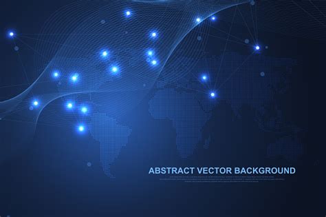 네트워킹 연결 개념 추상 기술입니다 점과 선이 있는 글로벌 네트워크 연결 빅 데이터 시각화 미래 지향적 인포 그래픽 벡터 일러스트 가리키기에 대한 스톡 벡터 아트 및 기타
