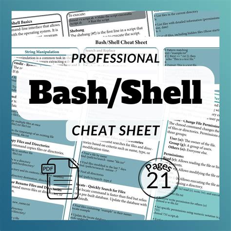 Bash For Beginners Cheat Sheet Learn Shell Basics Bash Commands Key Functions Shell Scripting