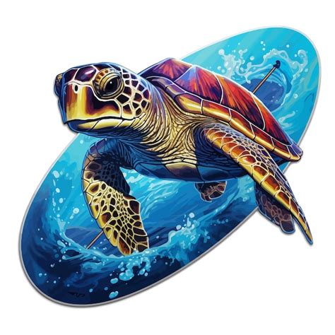 Premium Vector A Turtle With A Red And Green Body Is On A Blue And