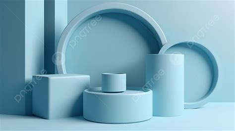 Abstract 3d Render Of Cylinders And Objects Background 3d Rendering Light Blue Empty Cylinder