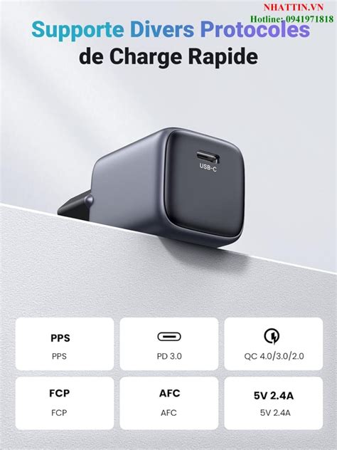 Củ sạc nhanh Nexode GaN W cổng Type C Ugreen cao cấp EU Plug