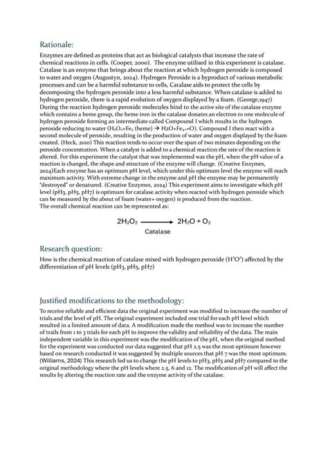 Catalase Experiment Biology Year 11 Qce Thinkswap