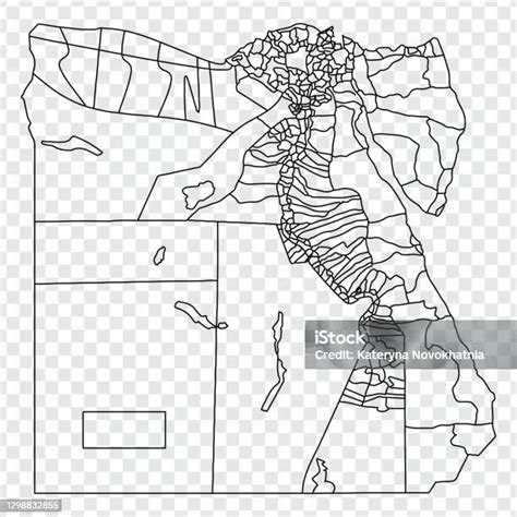 이집트의 빈지도 이집트 지도의 지방 자치 단체 웹 사이트 디자인 로고 앱 Ui에 대한 투명한 배경에 이집트의 높은 상세한 회색 벡터지도 Eps10 0명에 대한 스톡 벡터