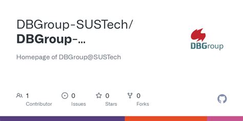 Github Dbgroup Sustechdbgroup Homepage Of Dbgroupsustech