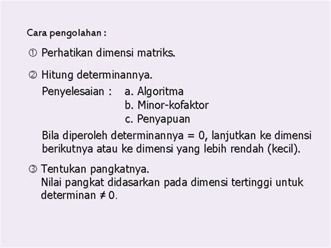 Suatu Matriks Pangkat Suatu Matriks Nilai Yang Menunjukkan