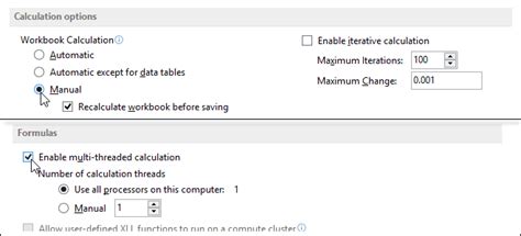 Excel автоматический пересчет формул
