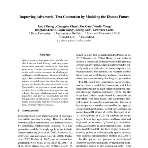 Improving Adversarial Text Generation By Modeling The Distant Future Acl Anthology