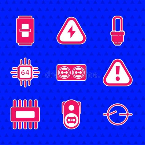 Set Electrical Outlet Circuit Scheme Exclamation Mark In Triangle Processor With