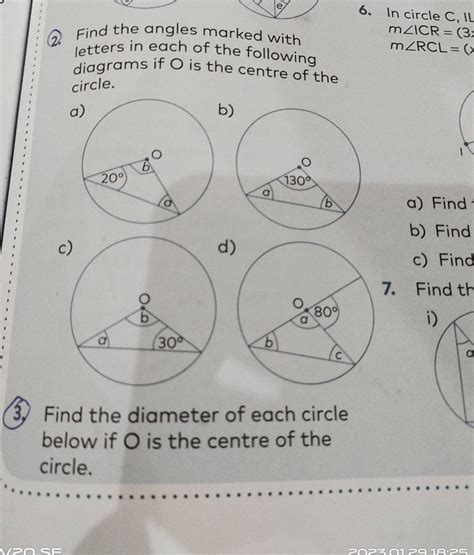 2 find the angles marked with letters in each of the following diagrams