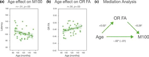 Ab Age Effects In M100 Latency And Optic Radiations Fa Values C