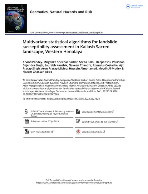 Pdf Multivariate Statistical Algorithms For Landslide Susceptibility