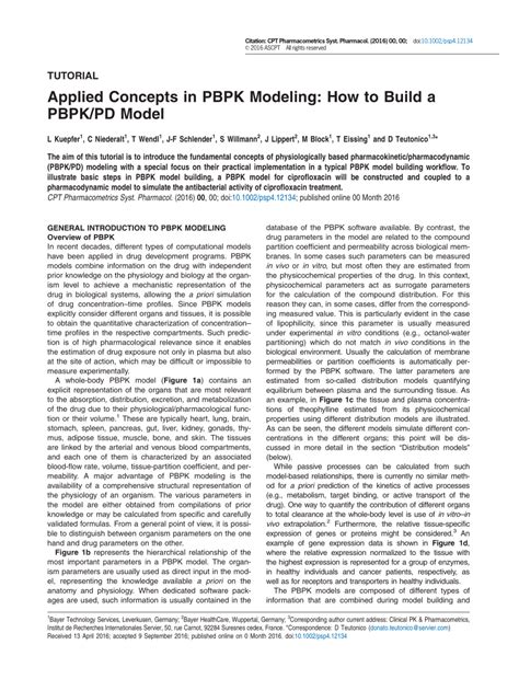 pdf applied concepts in pbpk modeling how to build a pbpk pd model