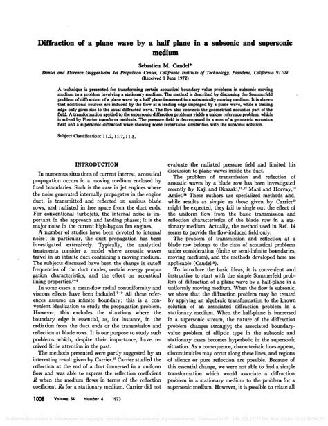 Pdf Diffraction Of A Plane Wave By A Half Plane In A Subsonic And