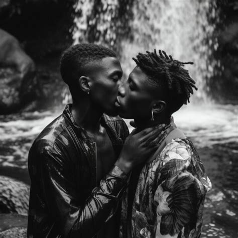 Ai Photo Young Black Gay Men Kiss In Afr Digital Arts By Raphael Perez Artmajeur By Yourart