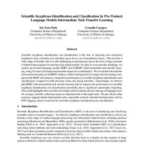 Scientific Keyphrase Identification And Classification By Pre Trained Language Models