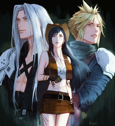 Tifa Lockhart Cloud Strife Sephiroth And Tifa Lockhart Final Fantasy And 2 More Drawn By