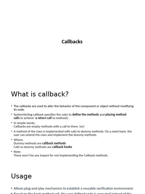 uvm callbacks pdf method computer programming callback