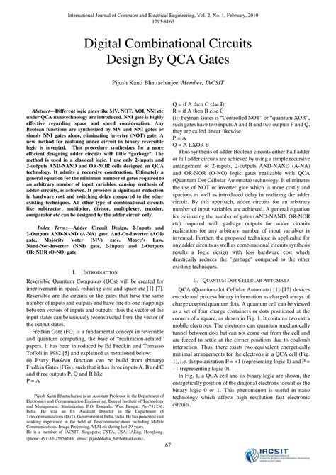 Pdf Digital Combinational Circuits Design By Qca Gates