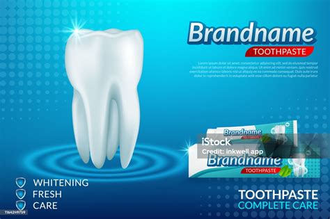 항균 치약 광고 치약과 마음 잎 벡터 3d 그림 제품 수평 배너 개념에 대한 스톡 벡터 아트 및 기타 이미지 개념 개인 장식품 건강관리와 의술 Istock
