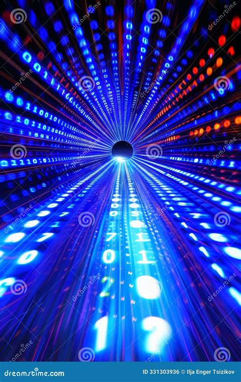 Abstract Technology Background With Binary Code Tunnel A Futuristic Stream Of 1s And 0s Stock