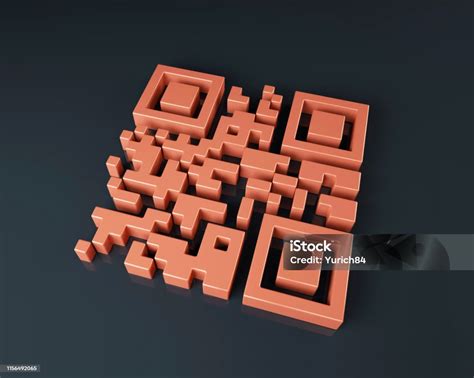 3d 일러스트 구리 색상의 Qr 코드 Qr 디지털 기술 클로즈업 3d 렌더링 0명에 대한 스톡 사진 및 기타 이미지 0명